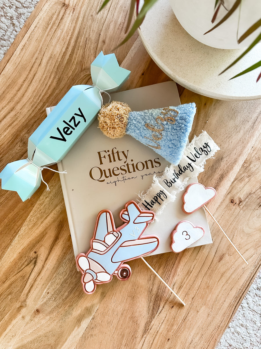 Personalised Vintage Aeroplane Cake Topper – Mac + Me